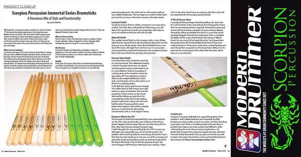 Scorpion Percussion reviewed by MODERN DRUMMER MAGAZINE